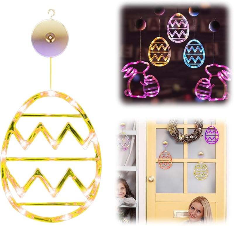 Easter Bunny Eggs Window Lights, 2025 New Egg Bunny Lights Battery ...