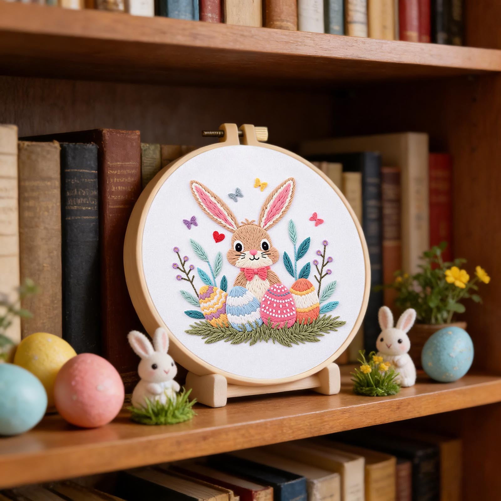 Easter Bunny Embroidery Complete DIY With Colorful Threads Needles And ...