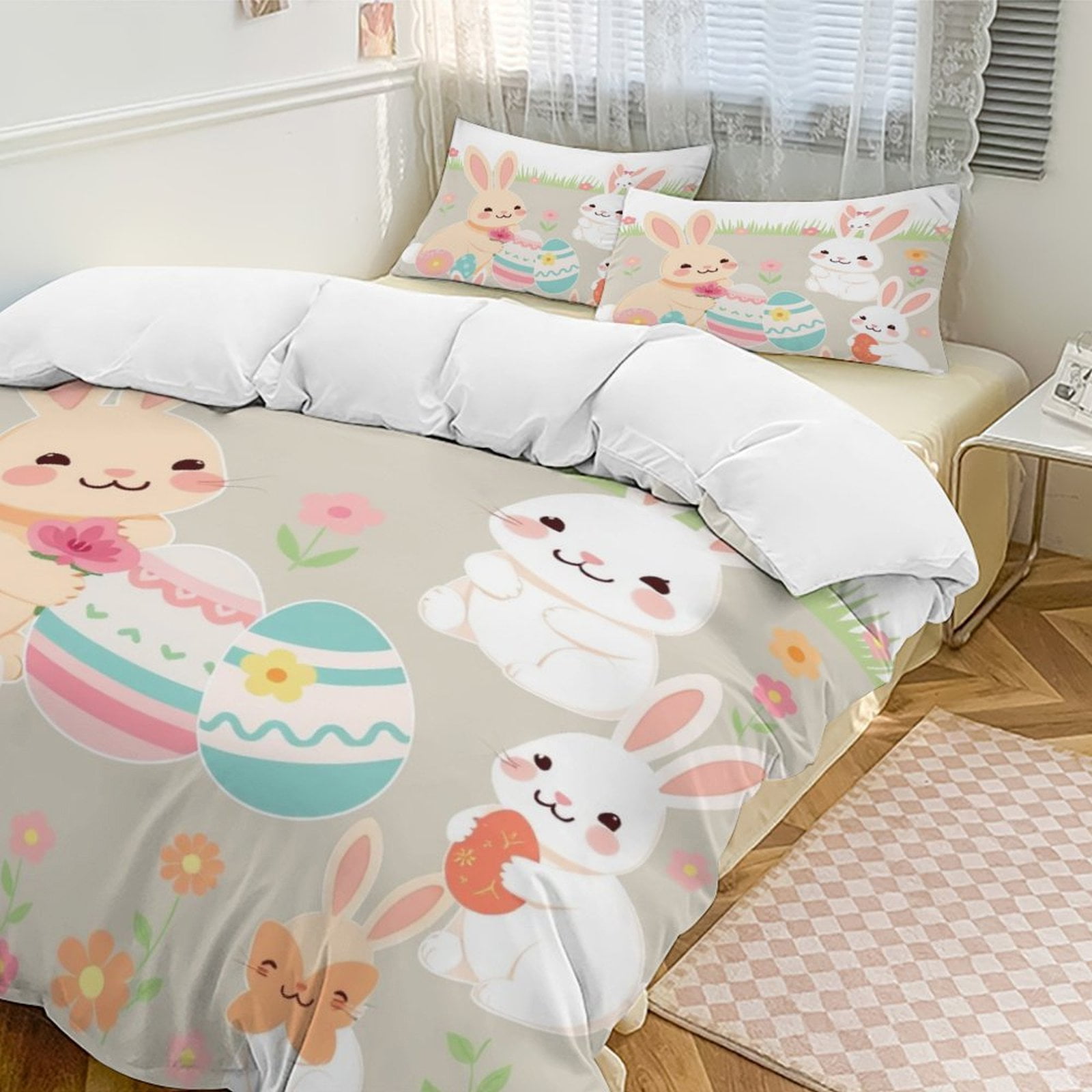 Easter Bunny Family Fun Bedding Duvet Cover Set 3 Piece Comforter Cover ...