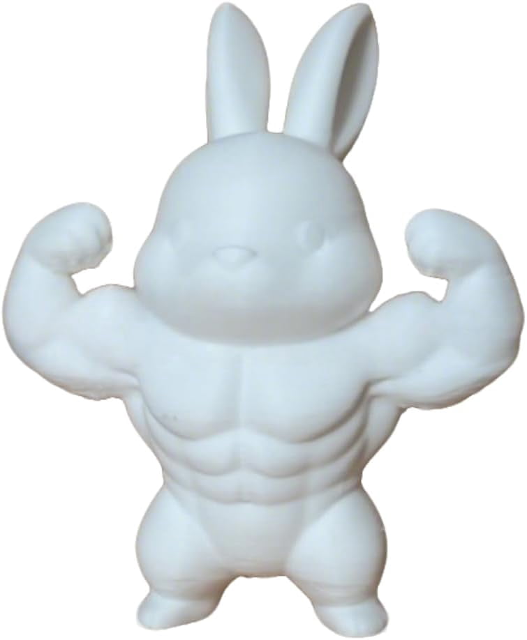 Easter Bunny Figurine 3D Printed Muscle Rabbits, Weightlifting Fitness ...