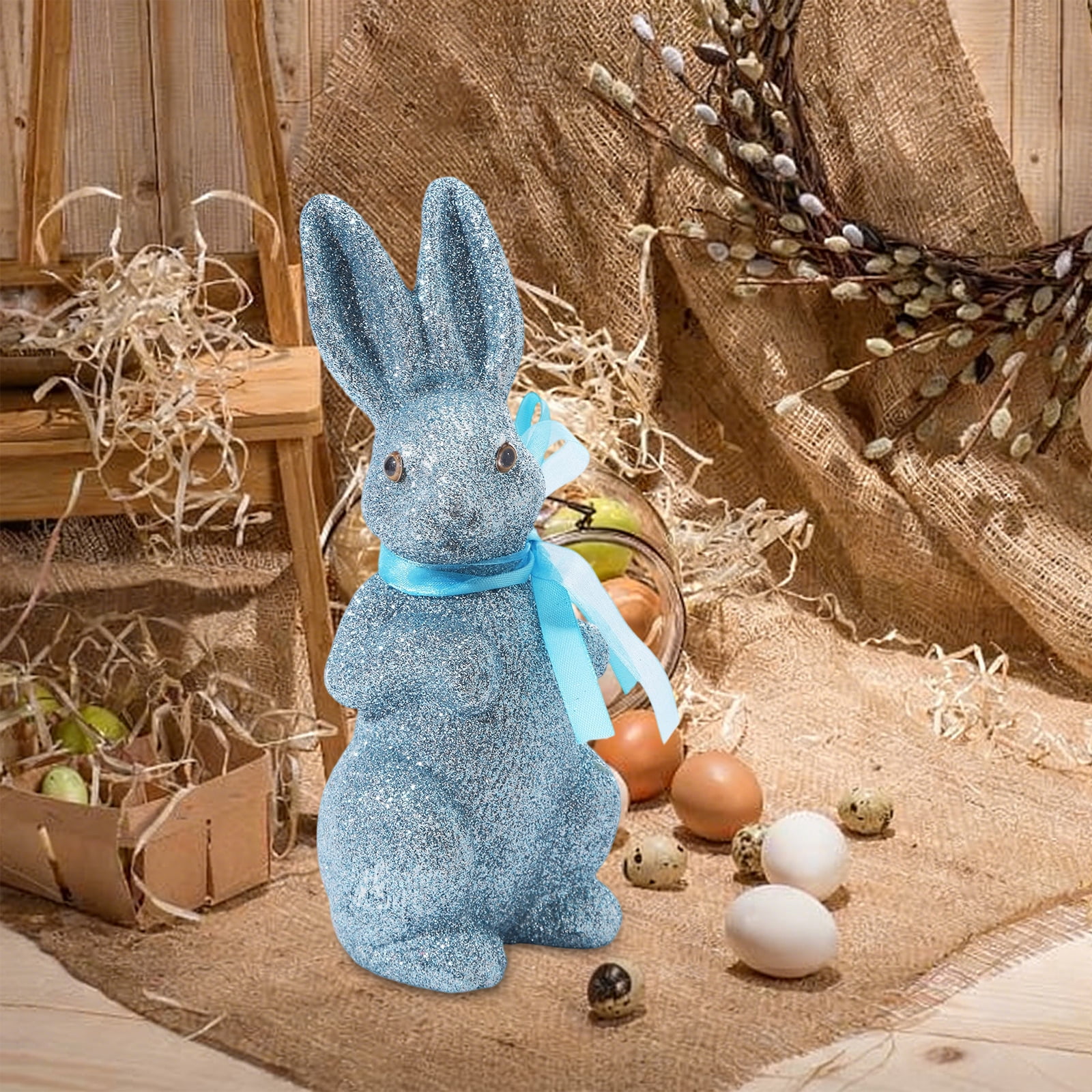 Easter Bunny Figurine, Creative Foam Simulation Home Decor With Glitter ...