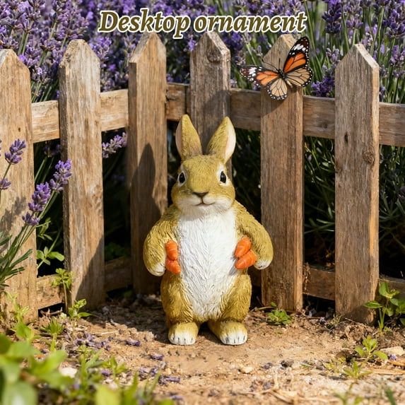 Easter Bunny Figurine Decor Standing Brown Bunny Holding Carrots Easter ...