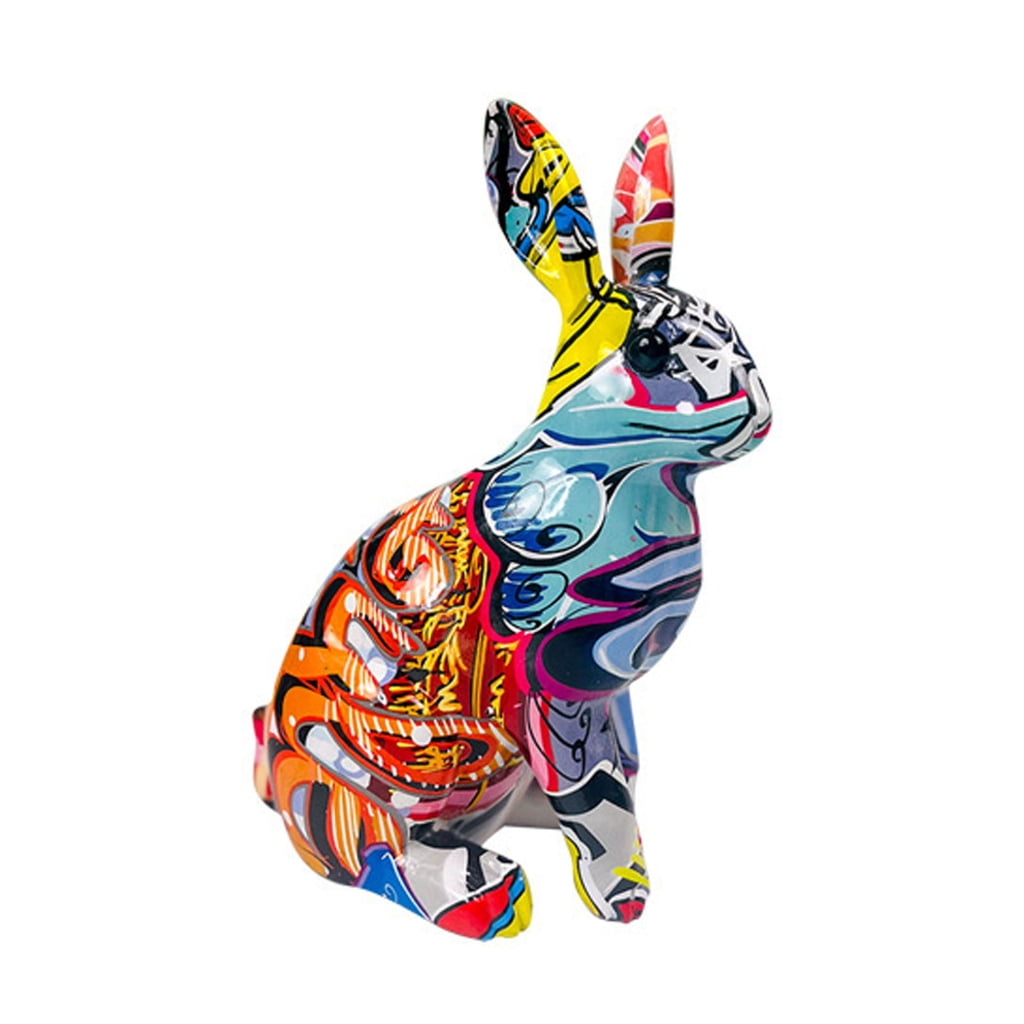 Easter Bunny Figurine Resin Colorful Rabbit Statue Art Crafts ...