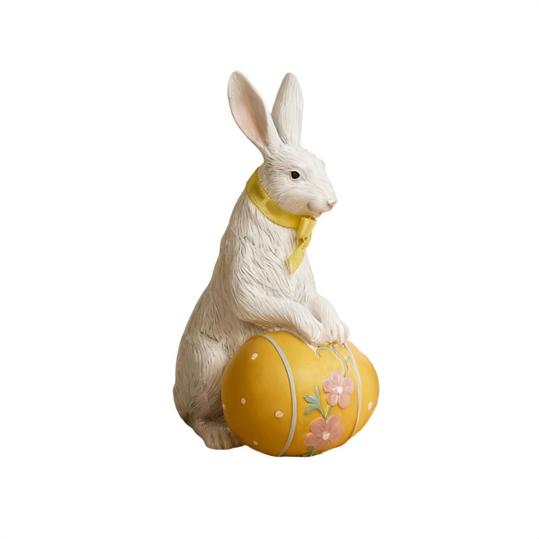 Easter Bunny Figurine Resin Desktop Ornament Spring Easter Themed Decor ...