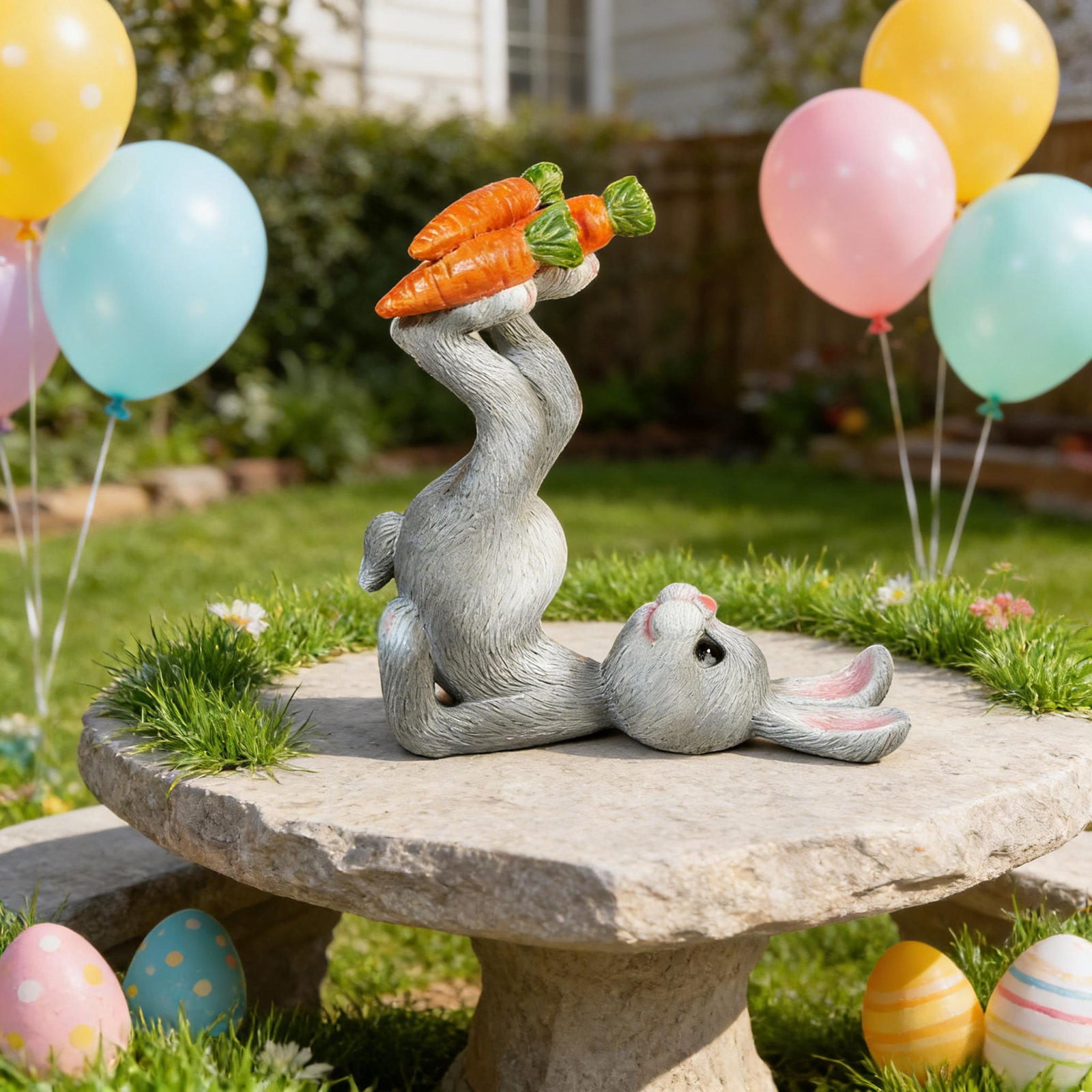 Easter Bunny Figurine Resin Juggling Rabbit Decoration in 3 Colors for ...
