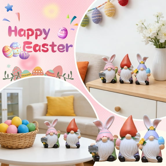 Easter Bunny Figurines 1 Pack Hand-Painted Resin Decorations With ...