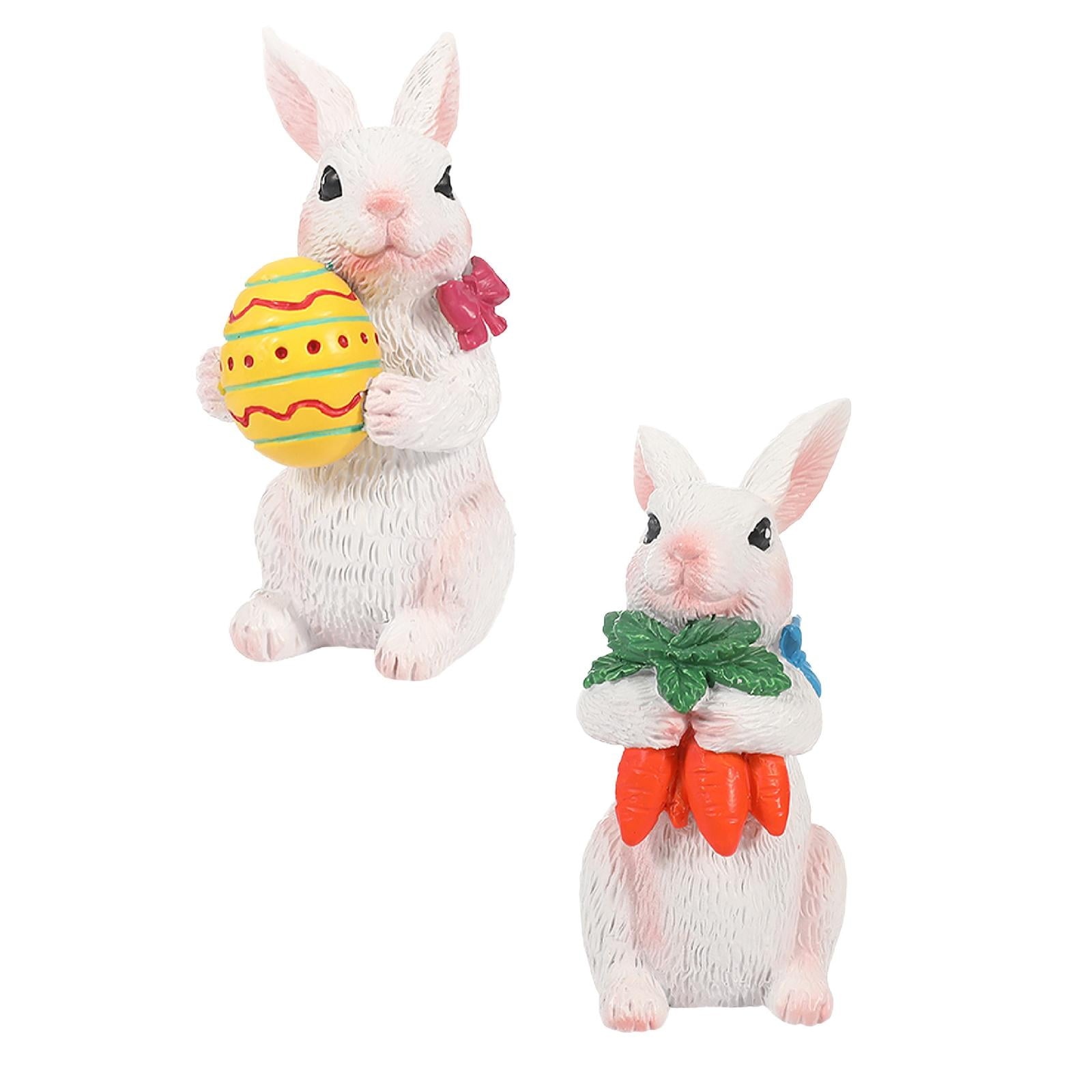 Easter Bunny Figurines, 6.9'' Resin Bunny Figurines with Eggs & Carrots ...