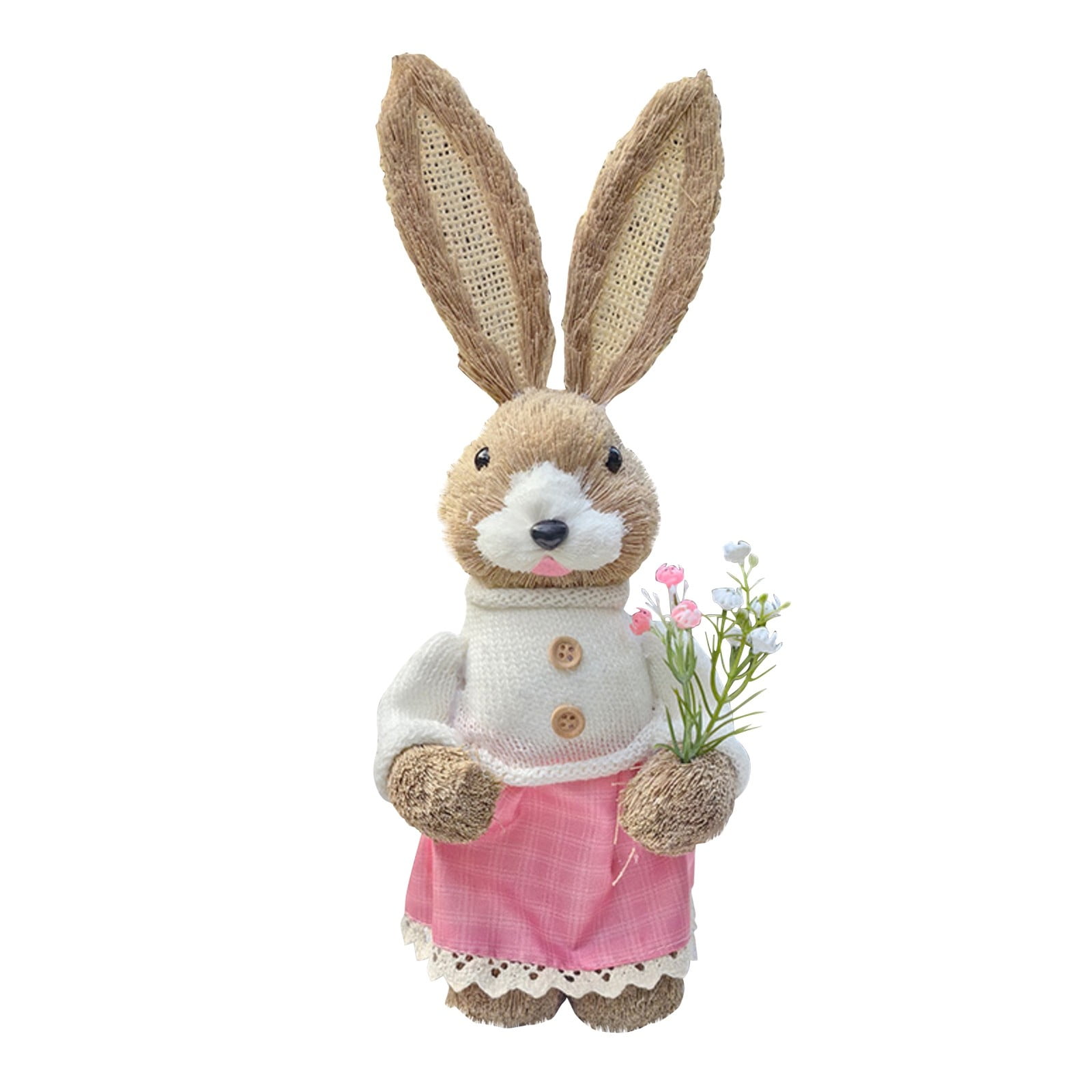 Easter Bunny Figurines Adorable Easter Bunny Plush Toy With Basket Of ...