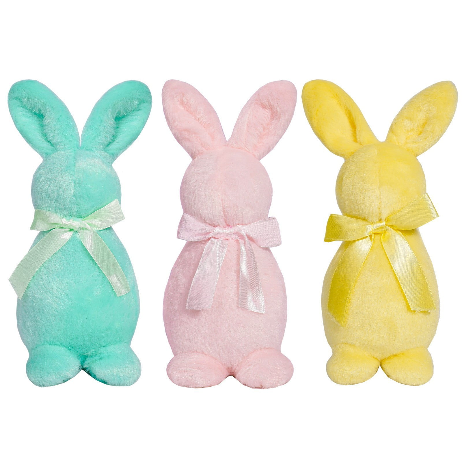 Easter Bunny Figurines Adorable Soft Plush Pink Bunny Toy With Ribbon ...