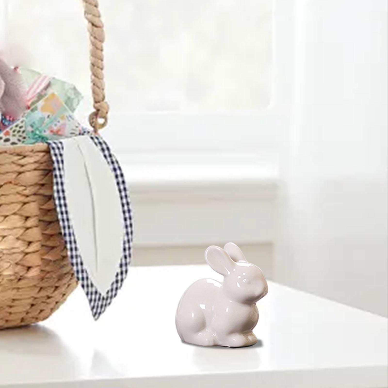 Easter Bunny Figurines, Mini Ceramic Rabbits Desktop Ornaments Easter ...