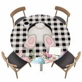 Easter Bunny Fitted Tablecloth with Elastic Edged, Round Table Cloth ...