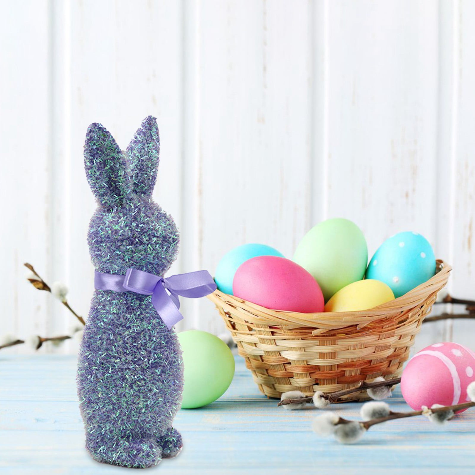 Easter Bunny Flocking Rabbit Holding Eggs Cute Rabbit Children's Easter ...