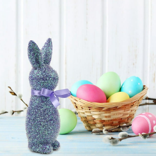 Easter Bunny Flocking Rabbit Holding Eggs Cute Rabbit Children's Easter ...