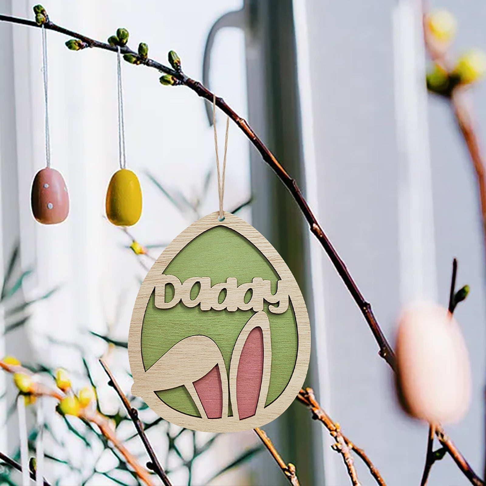 Easter Bunny Floral Wood Hanging Ornament Spring Celebration Easter ...