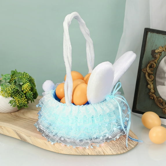 Easter Bunny Flower Basket Bunny Ear Portable Flower Basket Woven ...