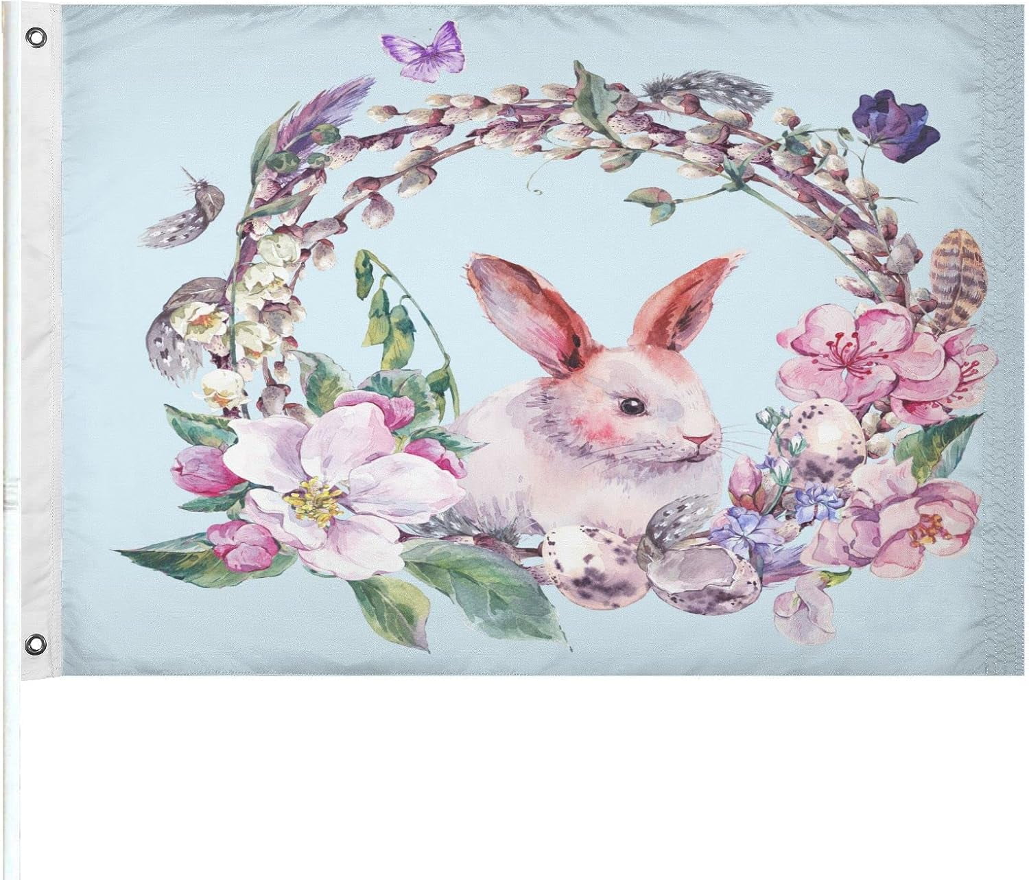 Easter Bunny Flower Flag Outdoor Garden Flag for Outside Funny Flags ...