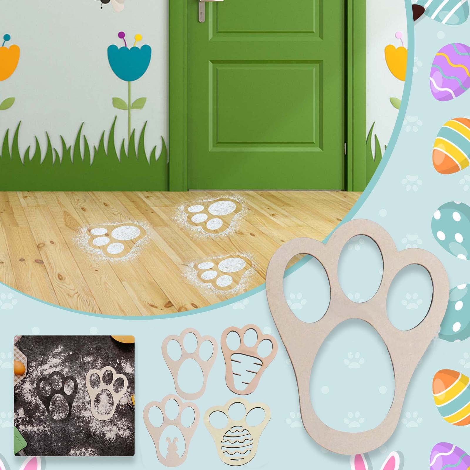 Easter Bunny Footprints for Floor Wooden Easter Bunny Footprints ...