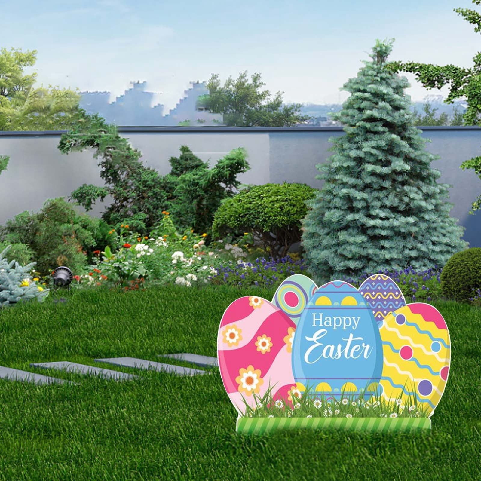 Easter Bunny Garden Decor with Sign, Eggs, and Rabbit Yard Logo for ...