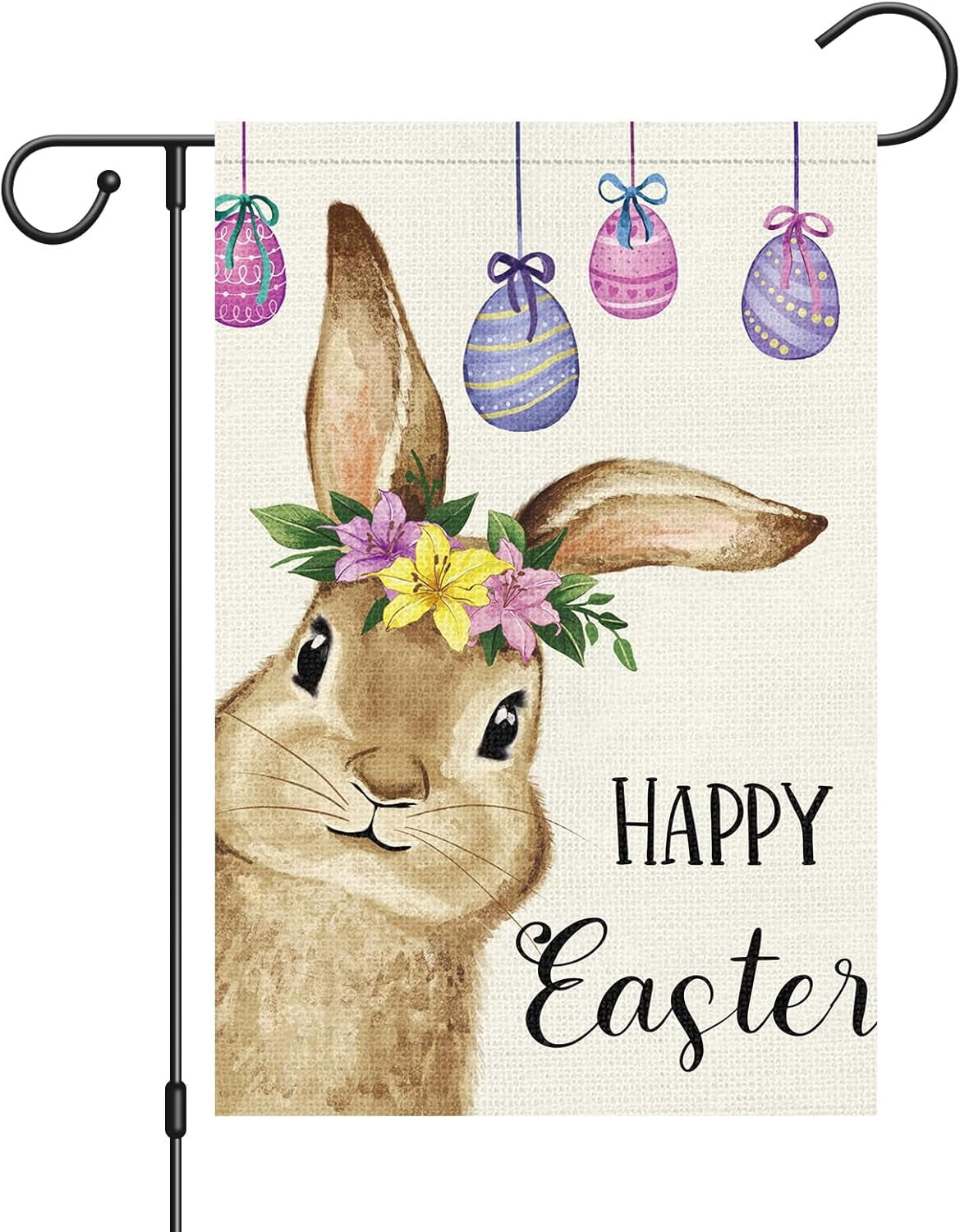 Easter Bunny Garden Flag 12.5x18 Double Sided Burlap, Small Vertical ...