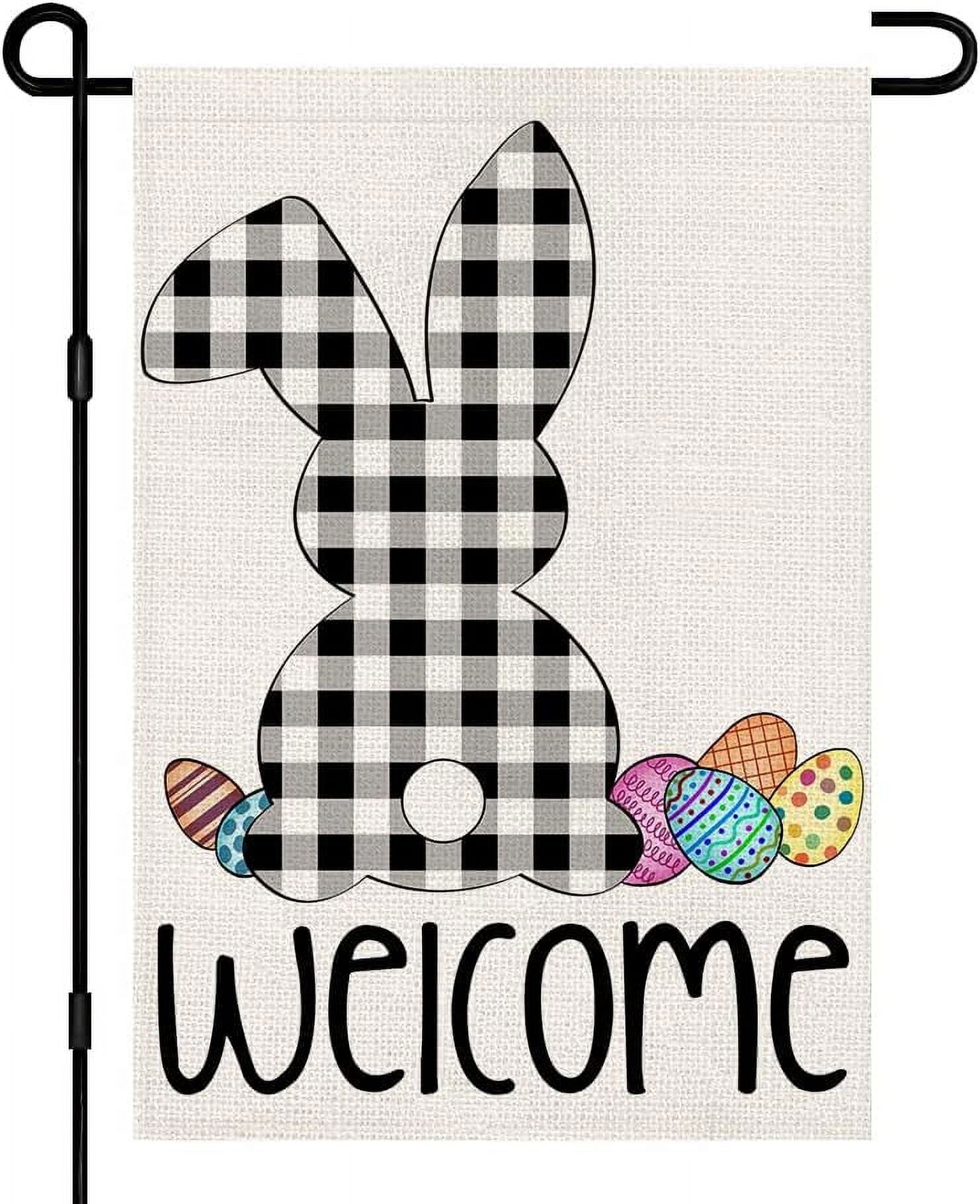 Easter Bunny Garden Flags 12.5x18 Inch Burlap Double Sided Outside ...