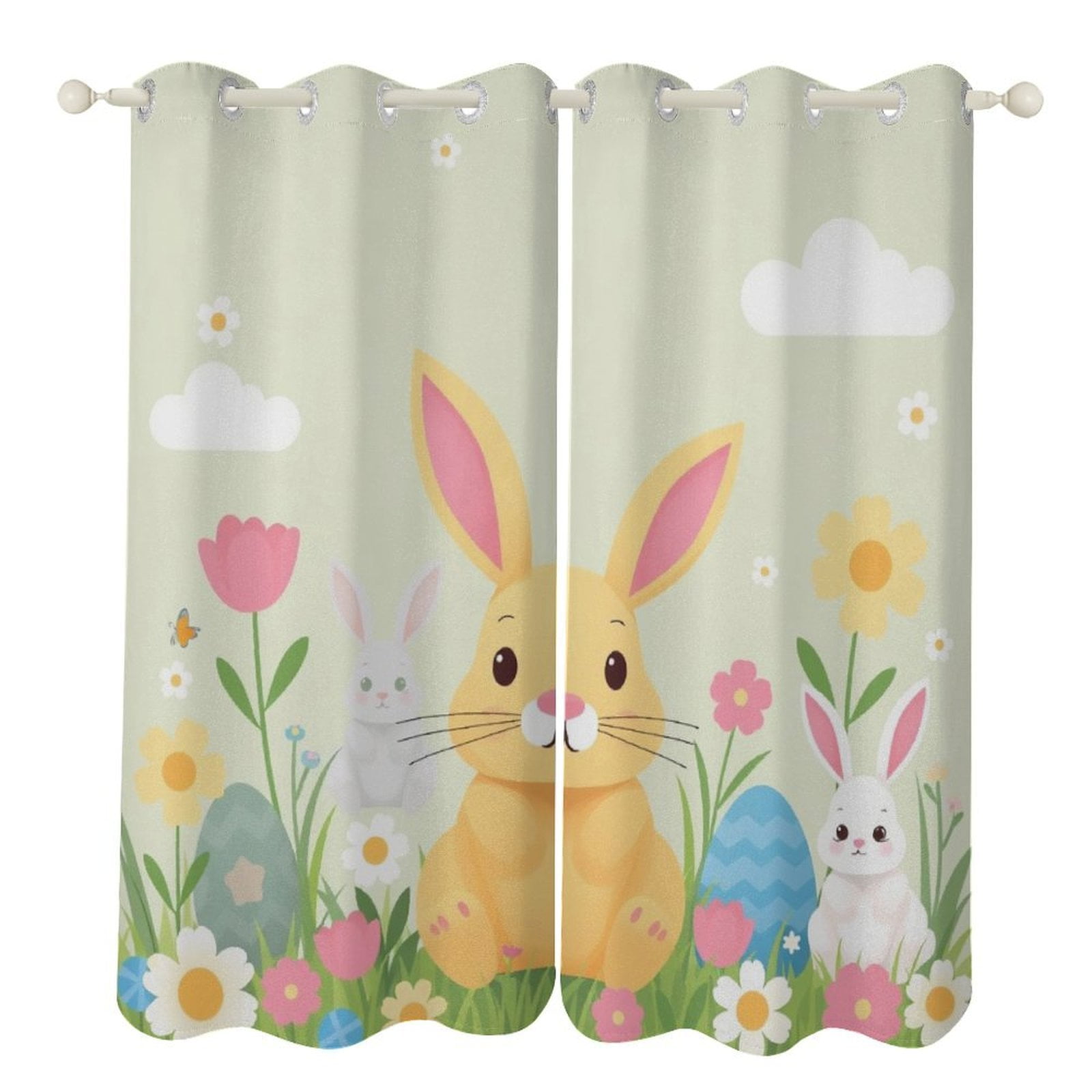 Easter Bunny Garden Friends Curtains Outdoor Decor Curtain Panels With ...