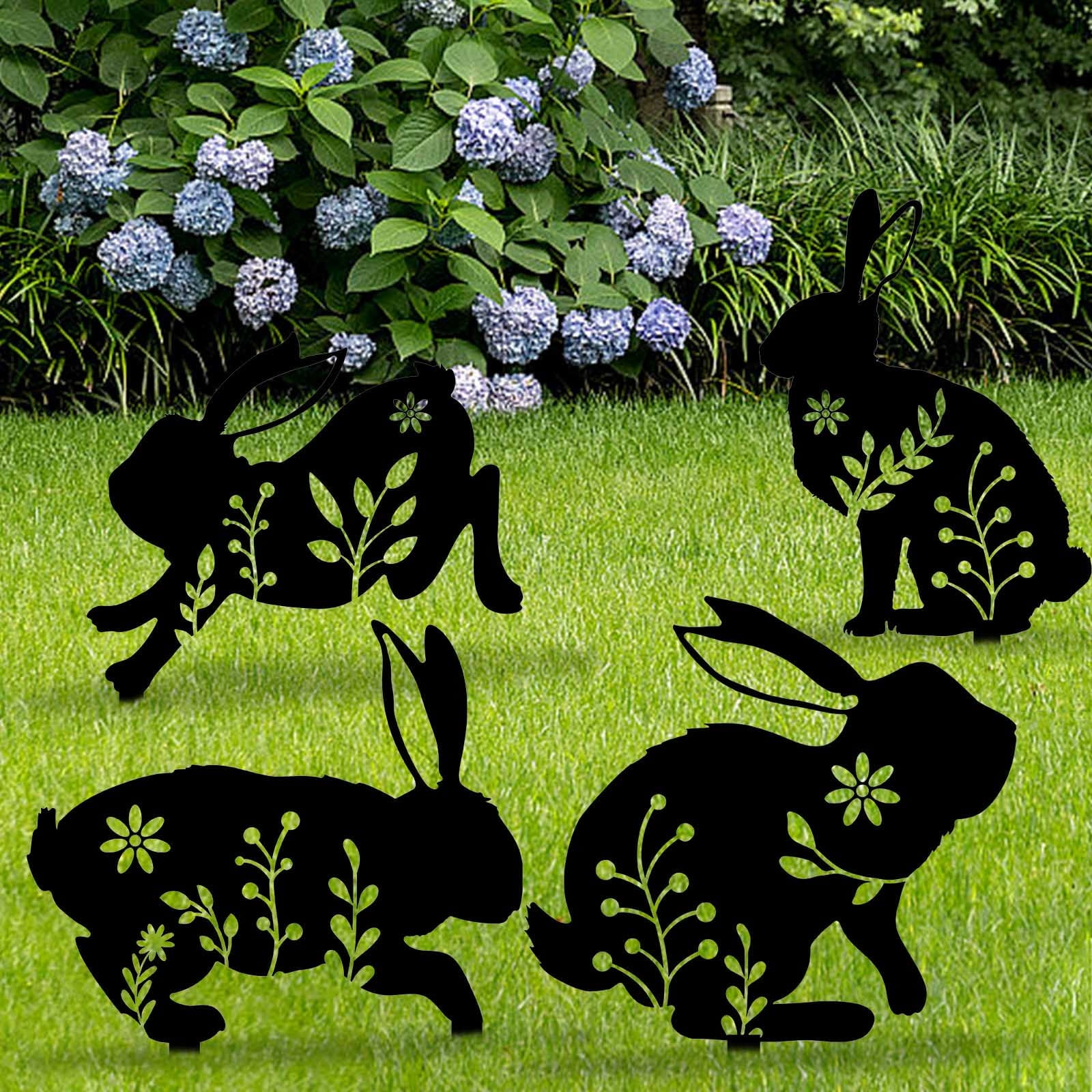 Easter Bunny Garden Stake Acrylic Mirror Outdoor Decoration 3D White ...