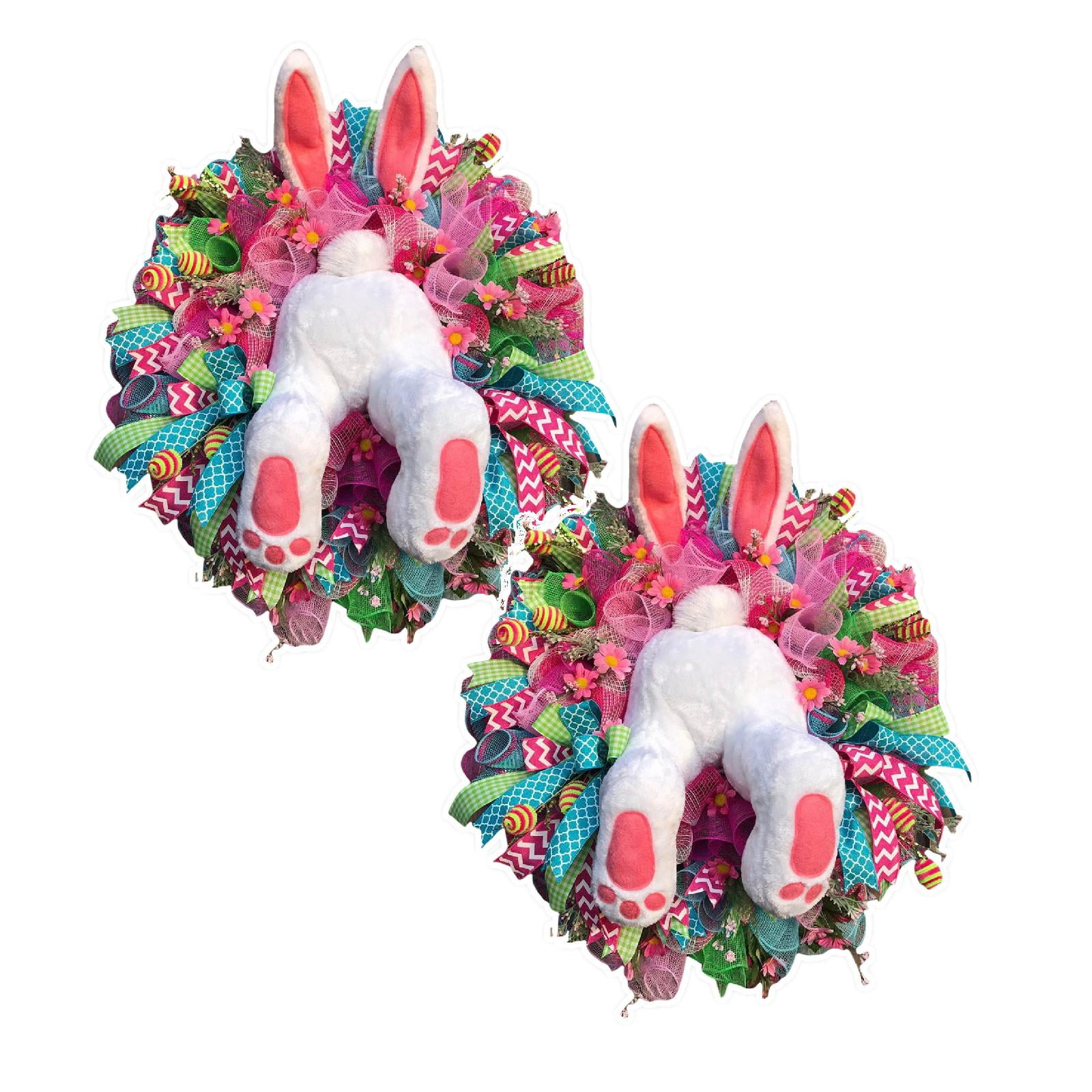 Easter Bunny Garland Door Sticker Spring Wreath Sticker Cute Rabbit ...