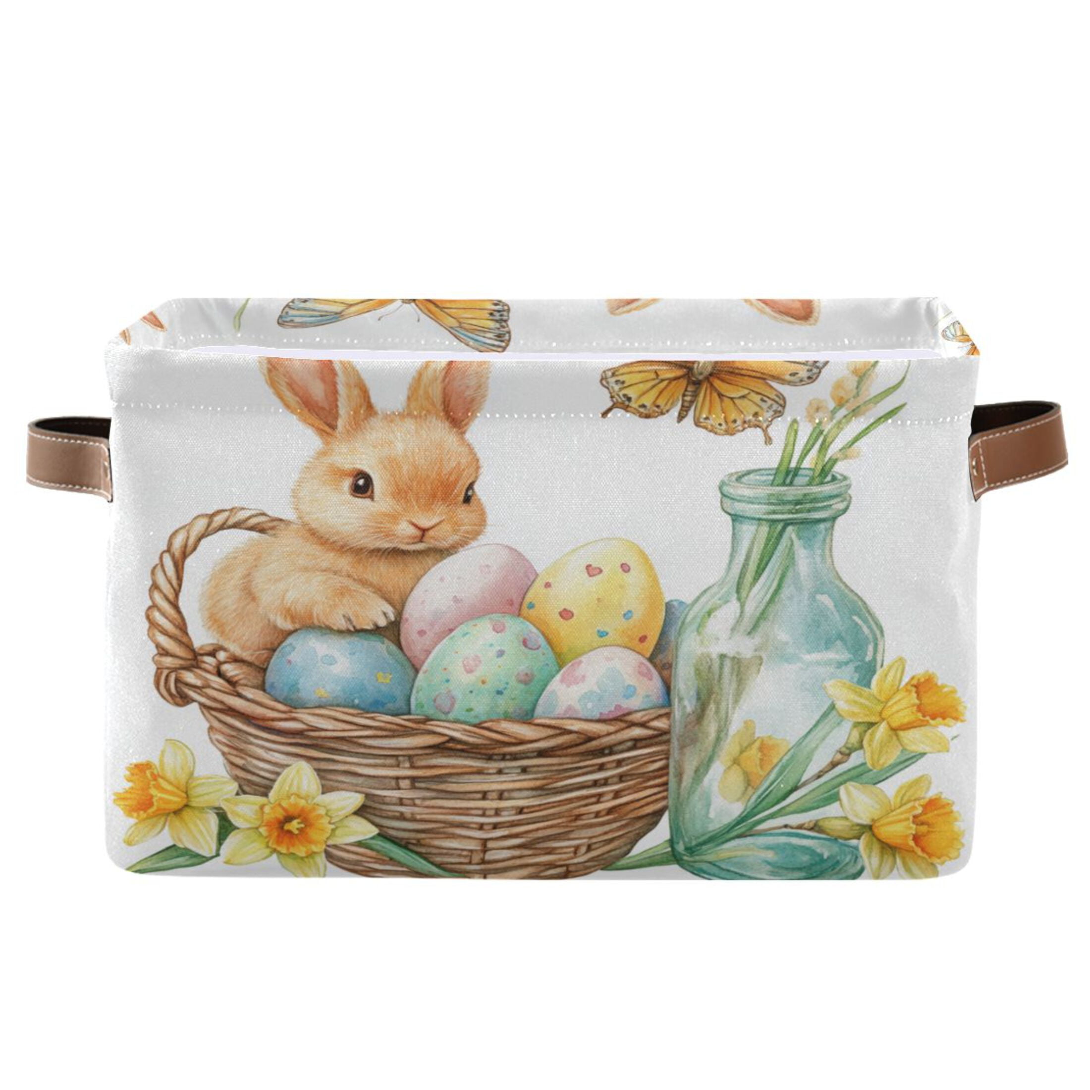 Easter Bunny and Glass Bottle Foldable Storage Basket,Canvas Fabric ...