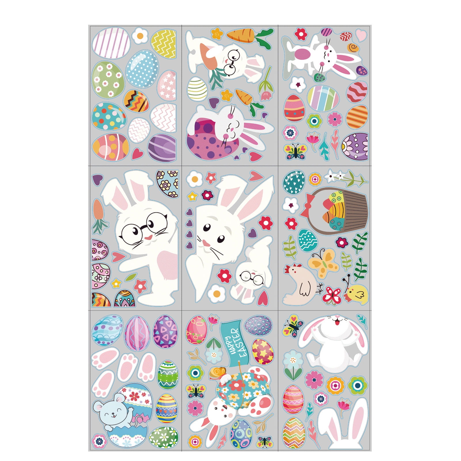 Easter Bunny Gnome Eggs Dwarf Sticker Static Electricity Window Decal ...