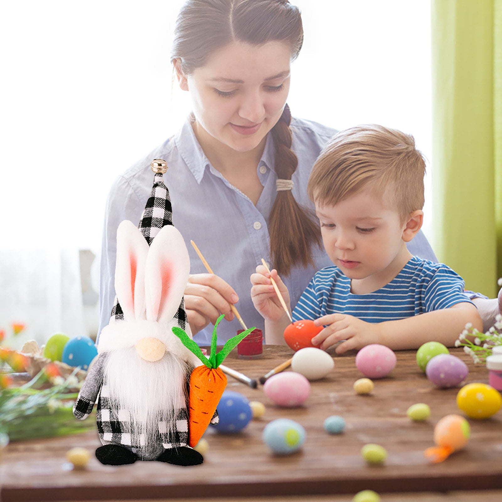 Easter Bunny Gnome Home Decoration Buffalo Plaid Rabbit Plush Dolls ...