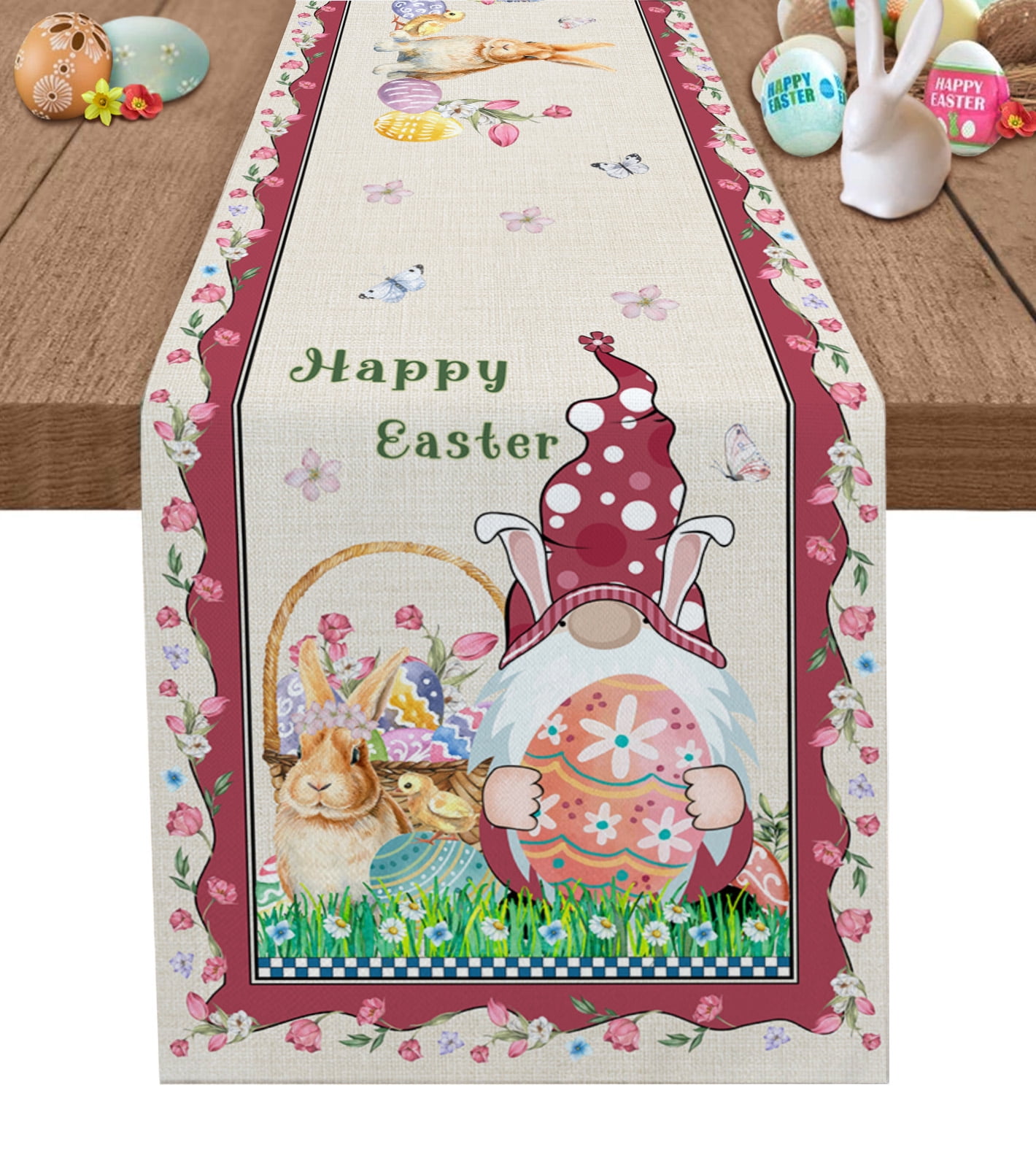 Easter Bunny Gnome Tulip Flower Table Runners Modern Wedding ...