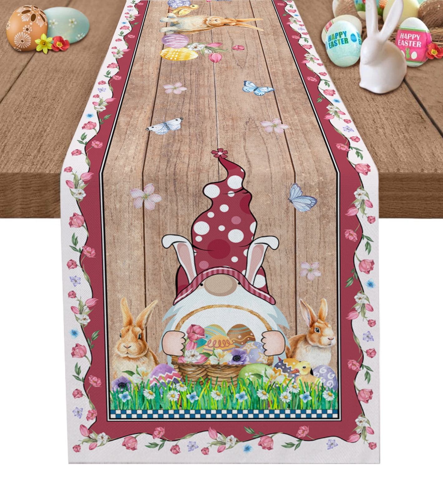 Easter Bunny Gnome Tulip Flower Table Runners Modern Wedding ...