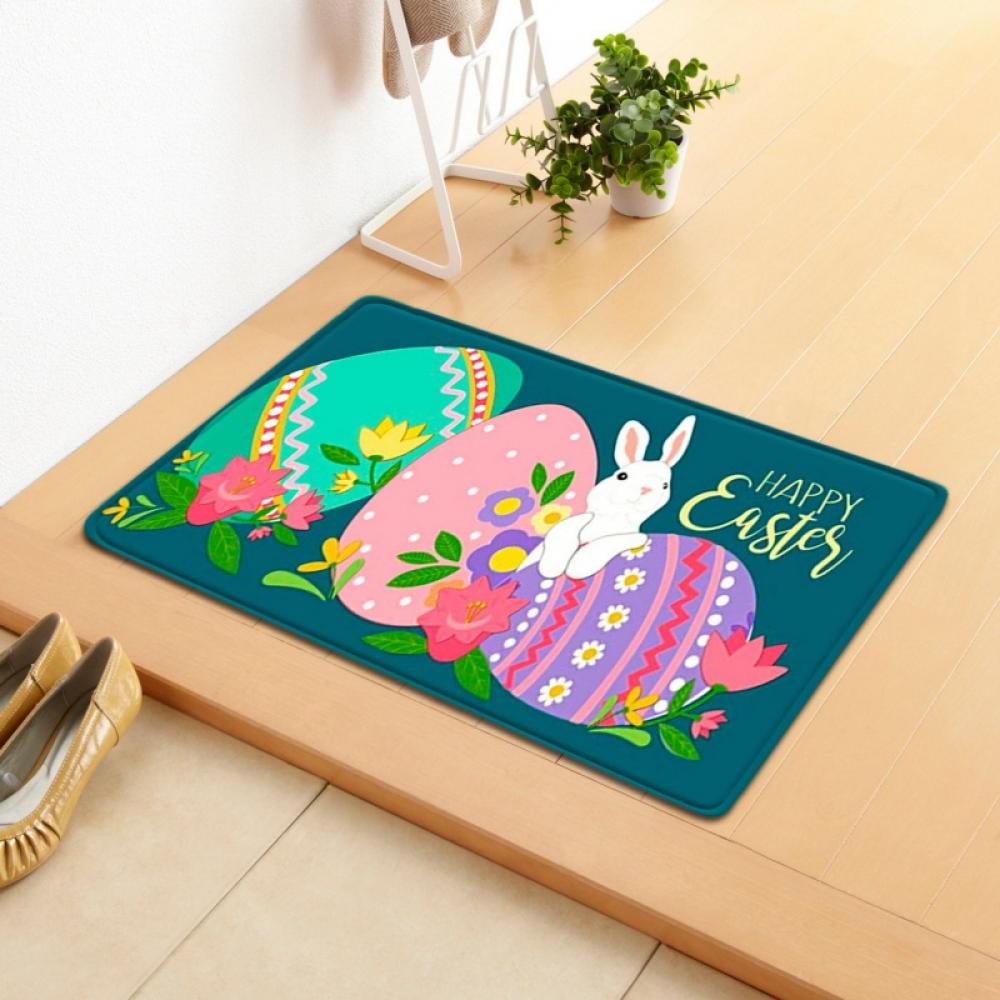 Easter Bunny Gnome Welcome Doormat, Indoor Outdoor Spring Door Rugs ...