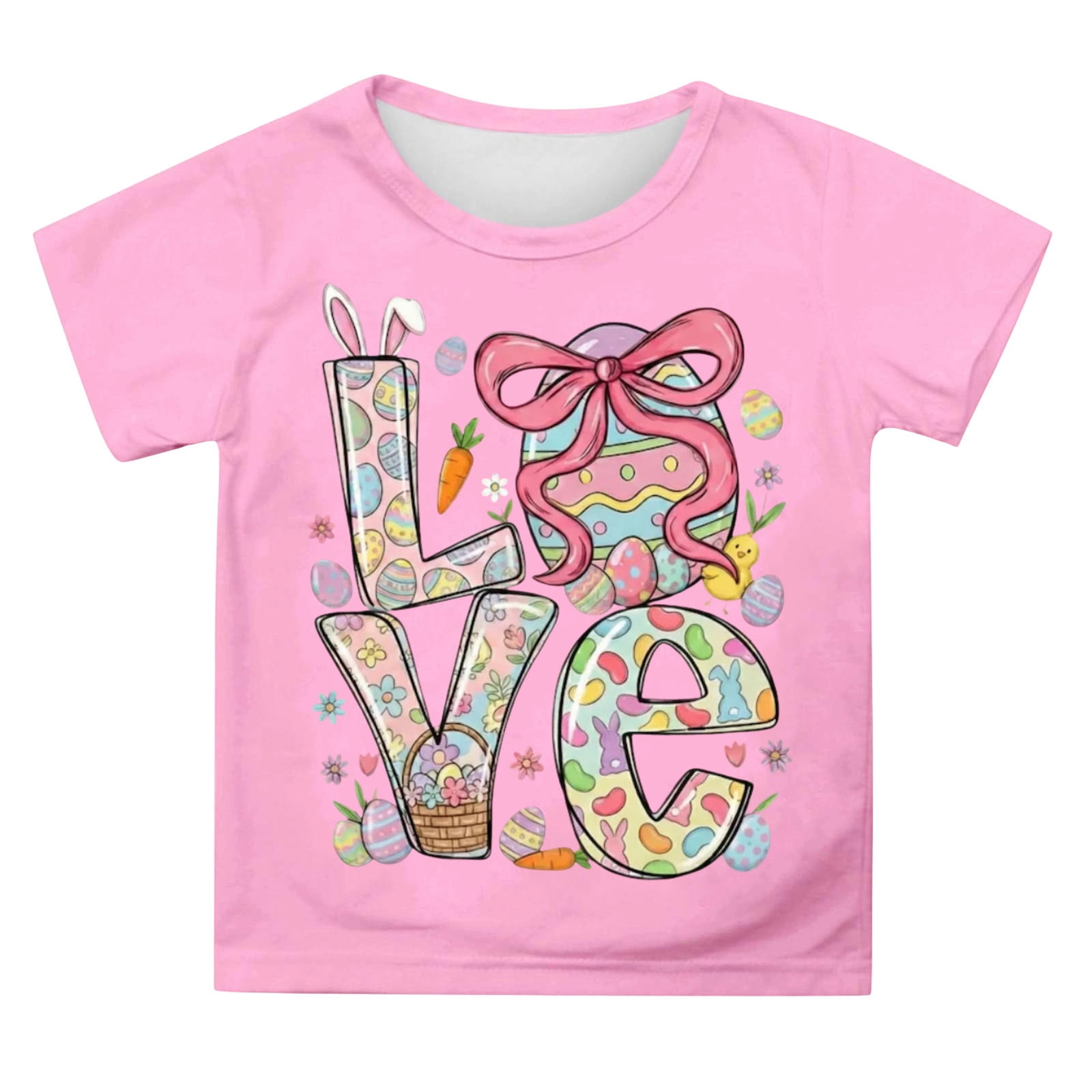 Easter Bunny Graphic Print Long Sleeve Casual T Shirt Girls Blended ...