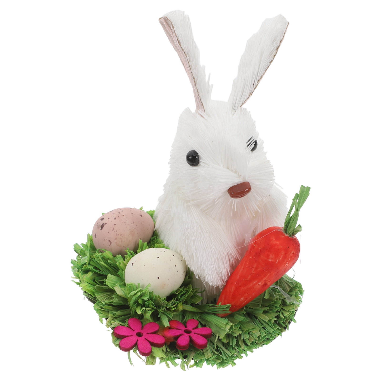 Easter Bunny Handmade Straw Bunny with Carrot and Egg Figurine Easter ...