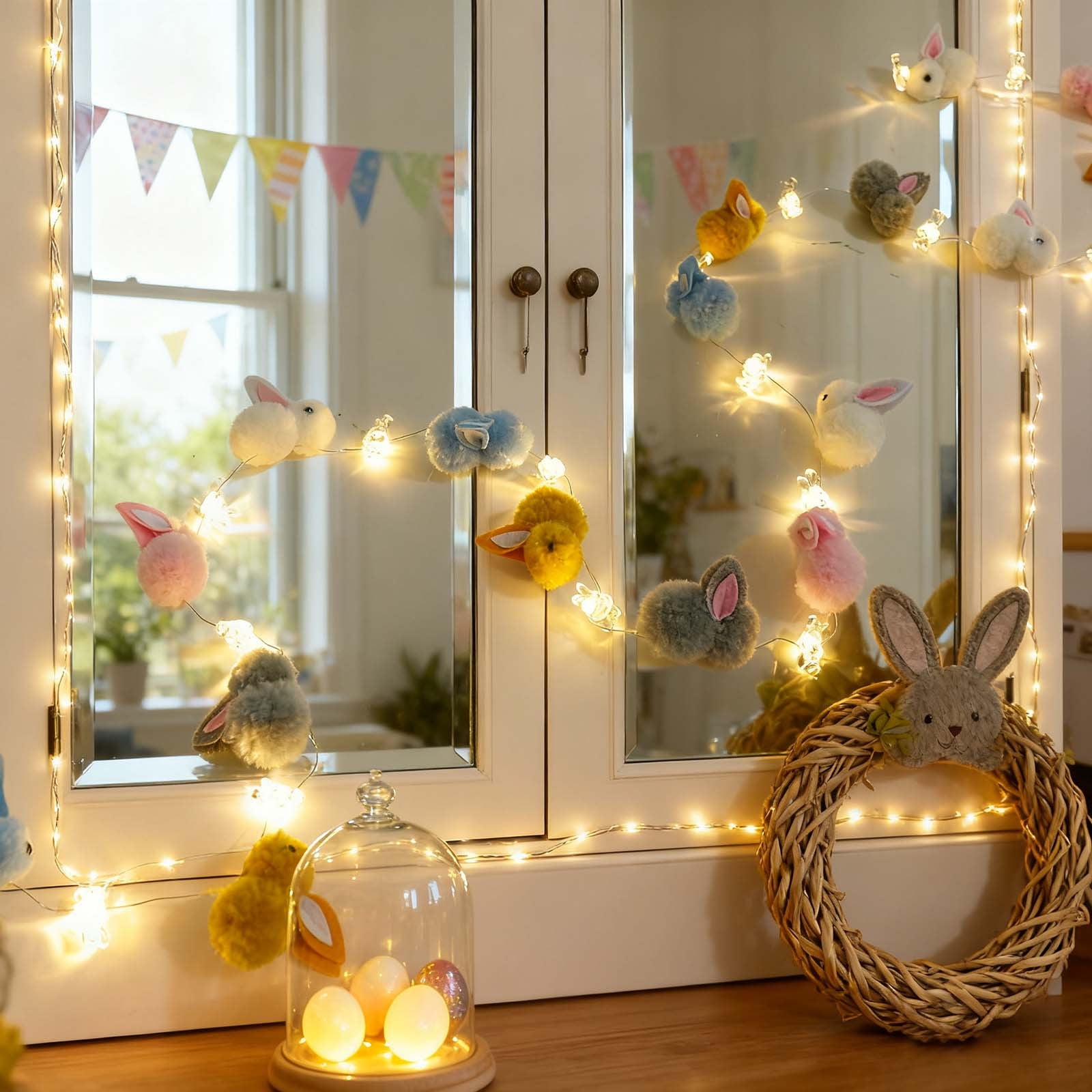 Easter Bunny Hanging LED String Light 220cm Warm White Bulb Window Wall ...