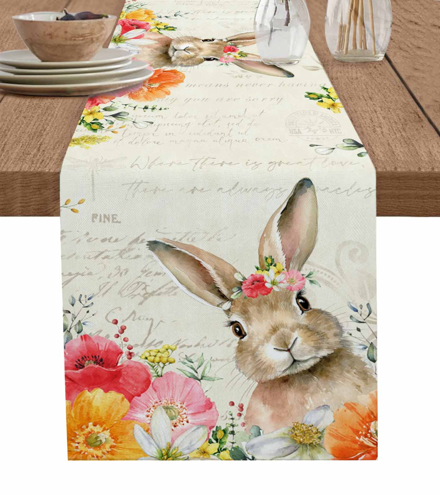 Easter Bunny Herbs Flowers Table Runner Luxury Wedding r Table Runner ...