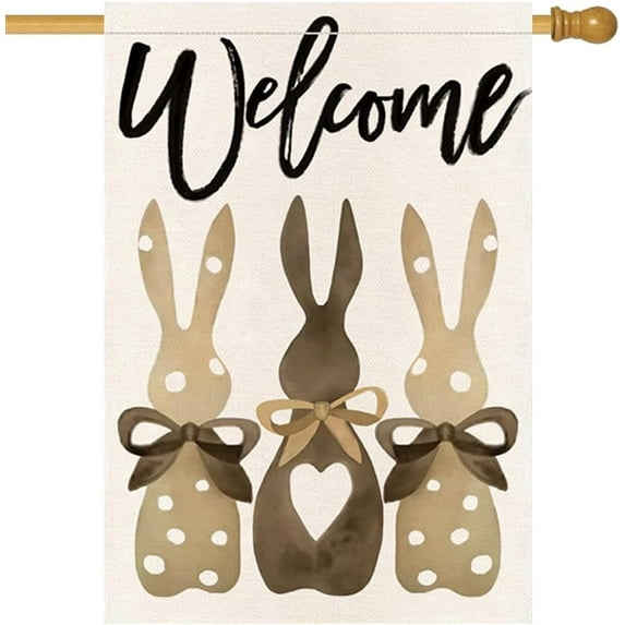 Easter Bunny House Flag 28x40 Inch Double Sided for Outside Welcome ...