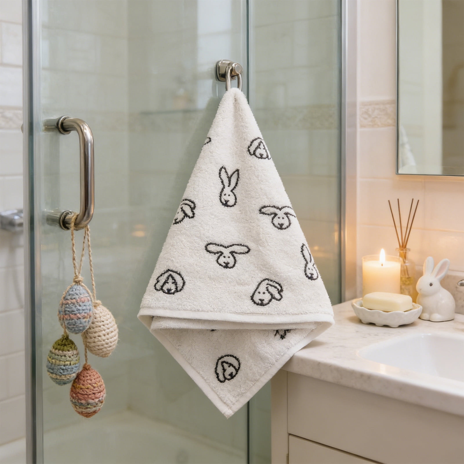 Easter Bunny Jacquard Towel Extra Thick and Large 31.5x13.8 Inches ...