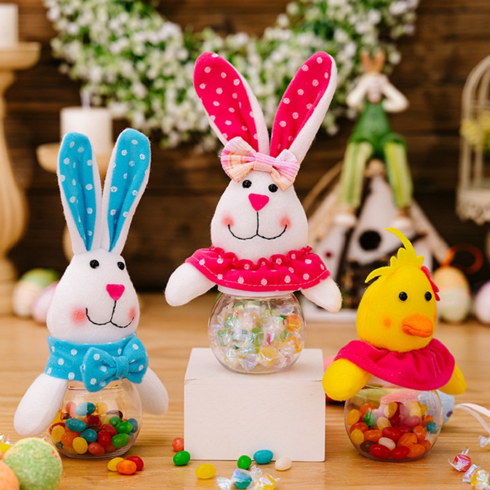 Easter Bunny Jar with Bunny Ear Lids Easter Decorations Easter Mini Jar ...