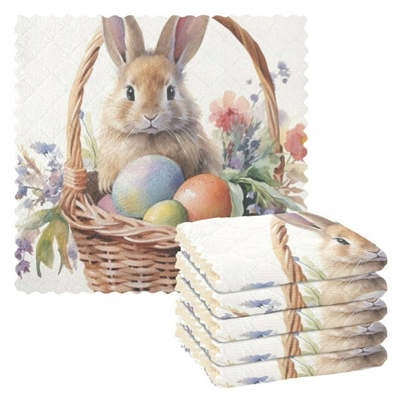 Easter Bunny Kitchen Cloth Dish Towels for Drying Washing Absorbent ...