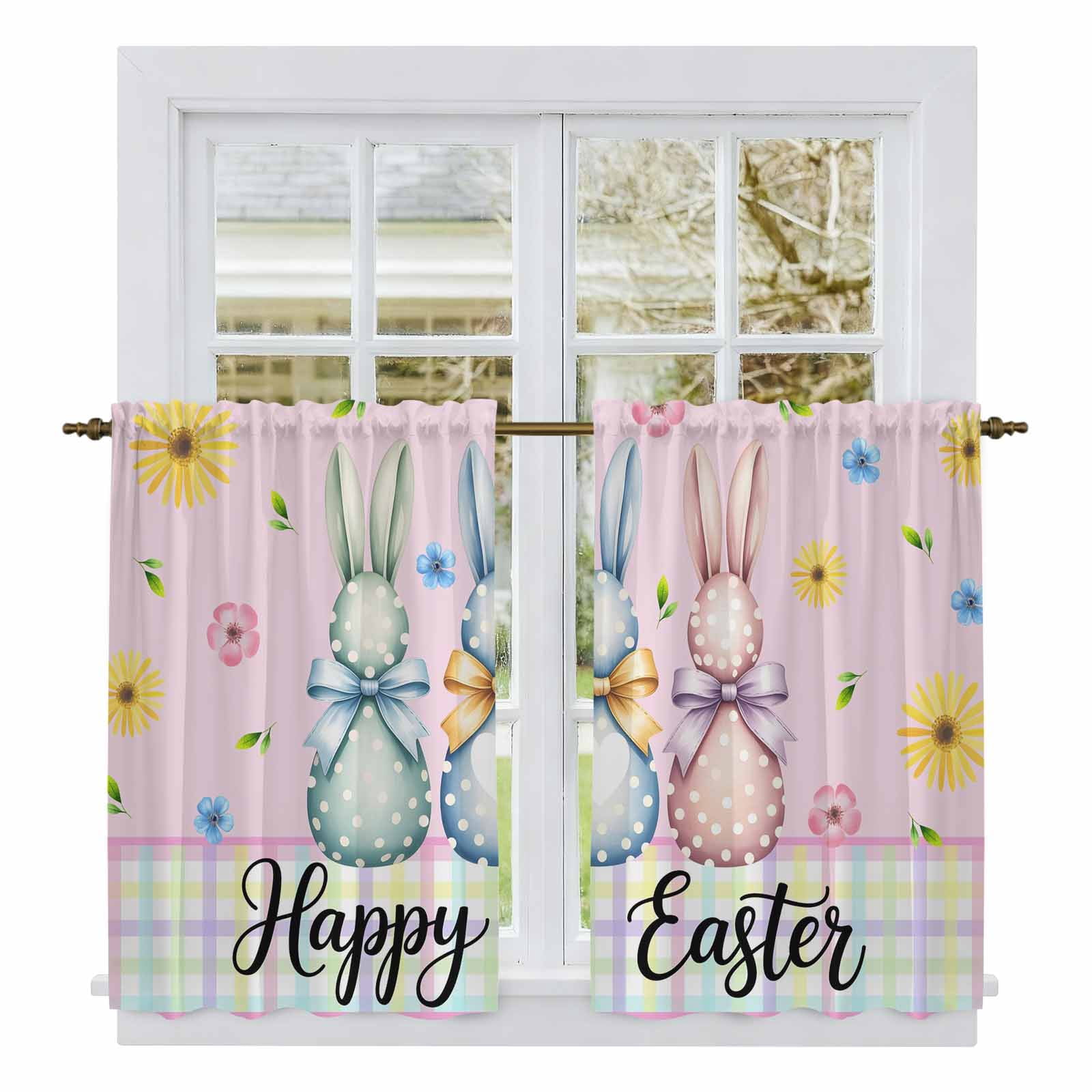 Easter Bunny Kitchen Curtain for Berdoom Living Room Cafe 54 Inch ...