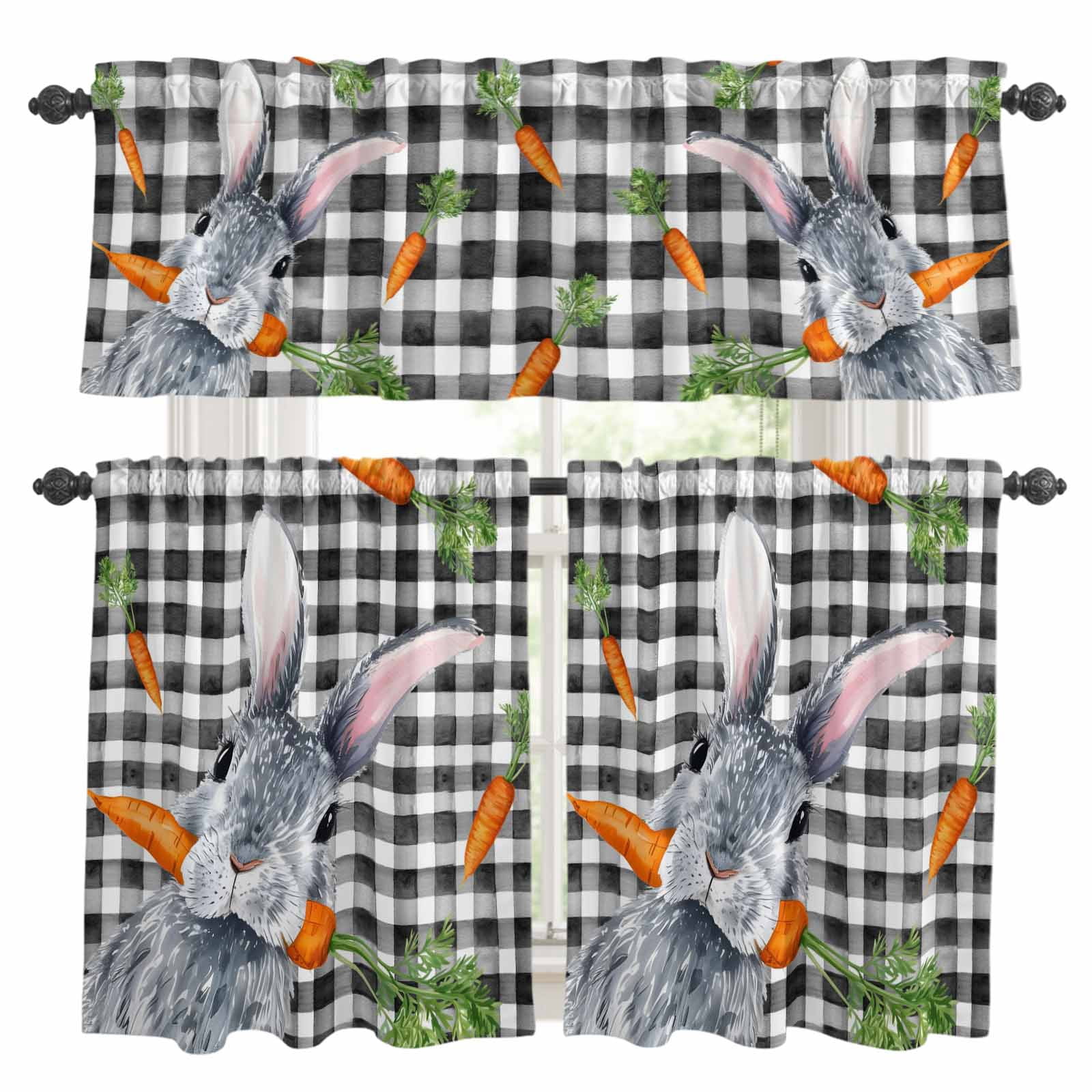 Easter Bunny Kitchen Curtains and Valances Set, Watercolor Easter ...