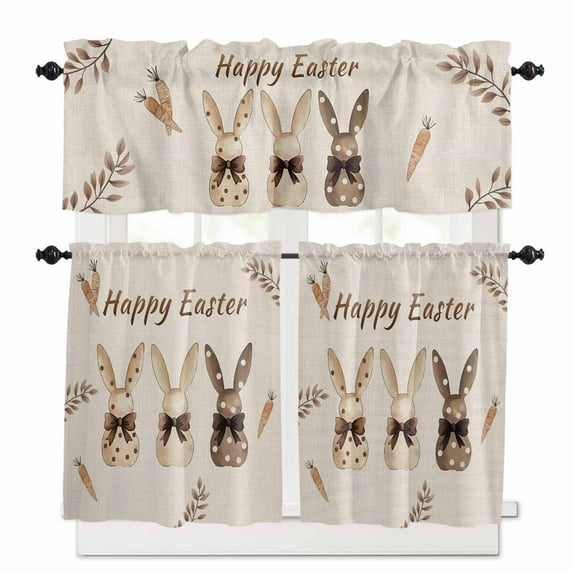Easter Bunny Kitchen Curtains Valances and Tiers Set of 3 Tier Curtains ...