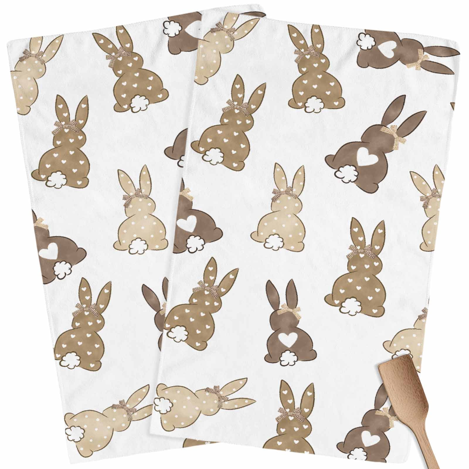 Easter Bunny Kitchen Towel Brown Rabbits Quick Dry Absorbent Dish ...