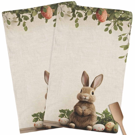 Easter Bunny Kitchen Towel Eggs Basket Quick Dry Absorbent Dish Towels ...