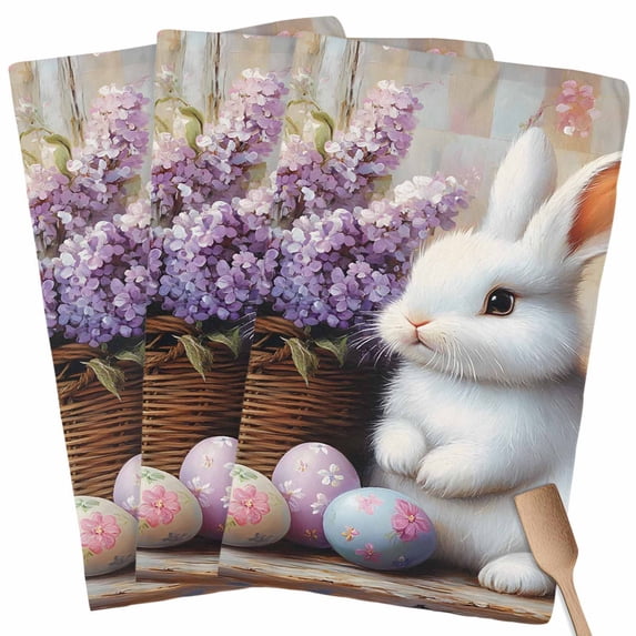 Easter Bunny Kitchen Towel Eggs Cute Rabbit Quick Dry Absorbent Dish ...