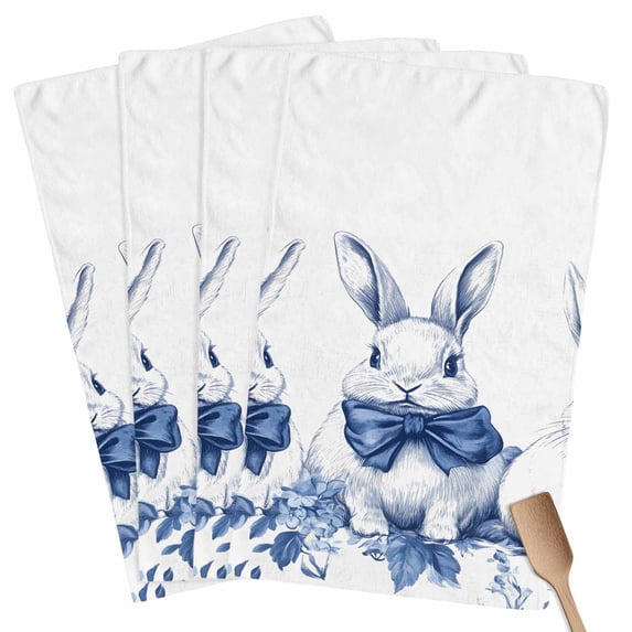 Easter Bunny Kitchen Towel Simple Watercolor Blue Rabbits Country ...