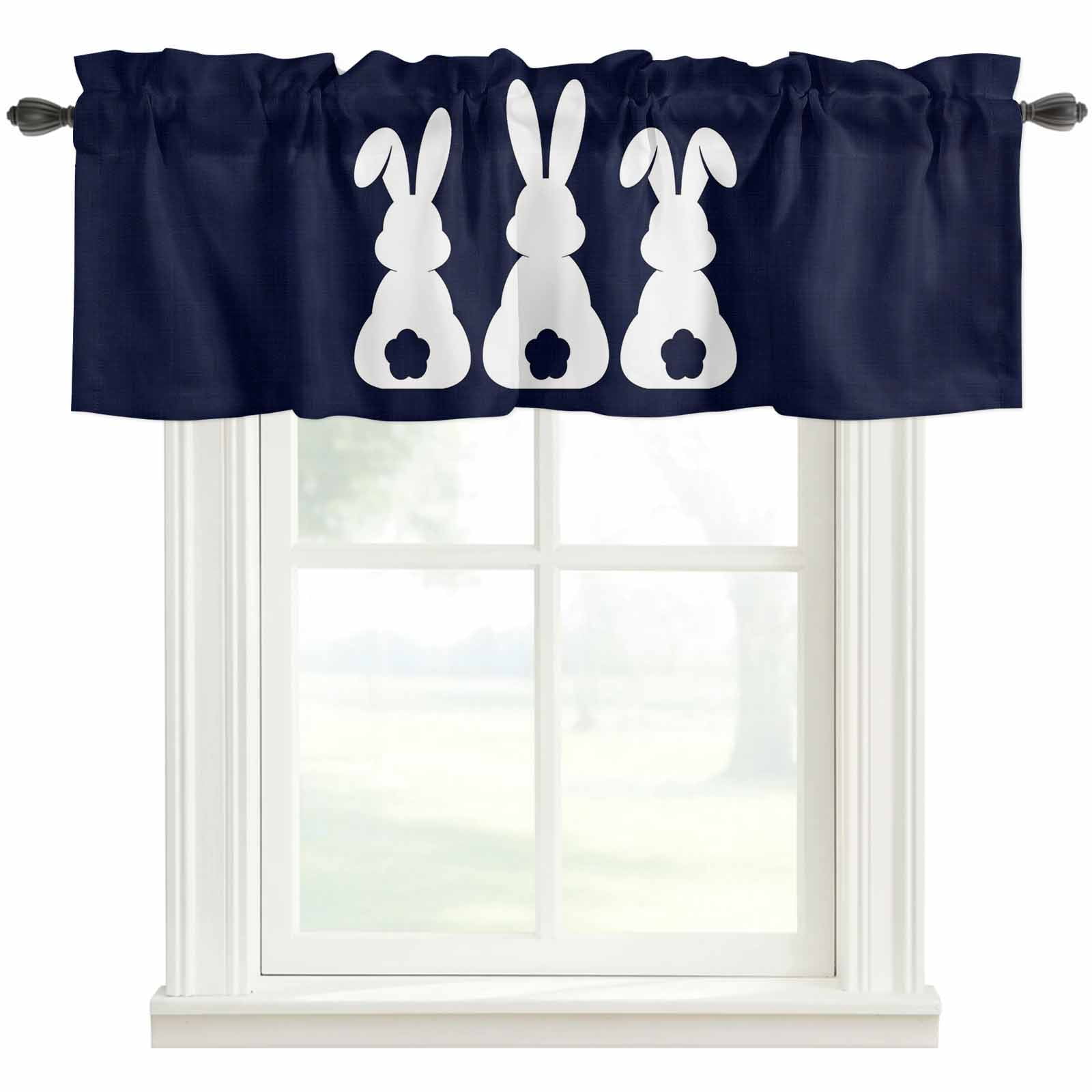 Easter Bunny Kitchen Valances for Windows, Small Valance Curtains Rod ...