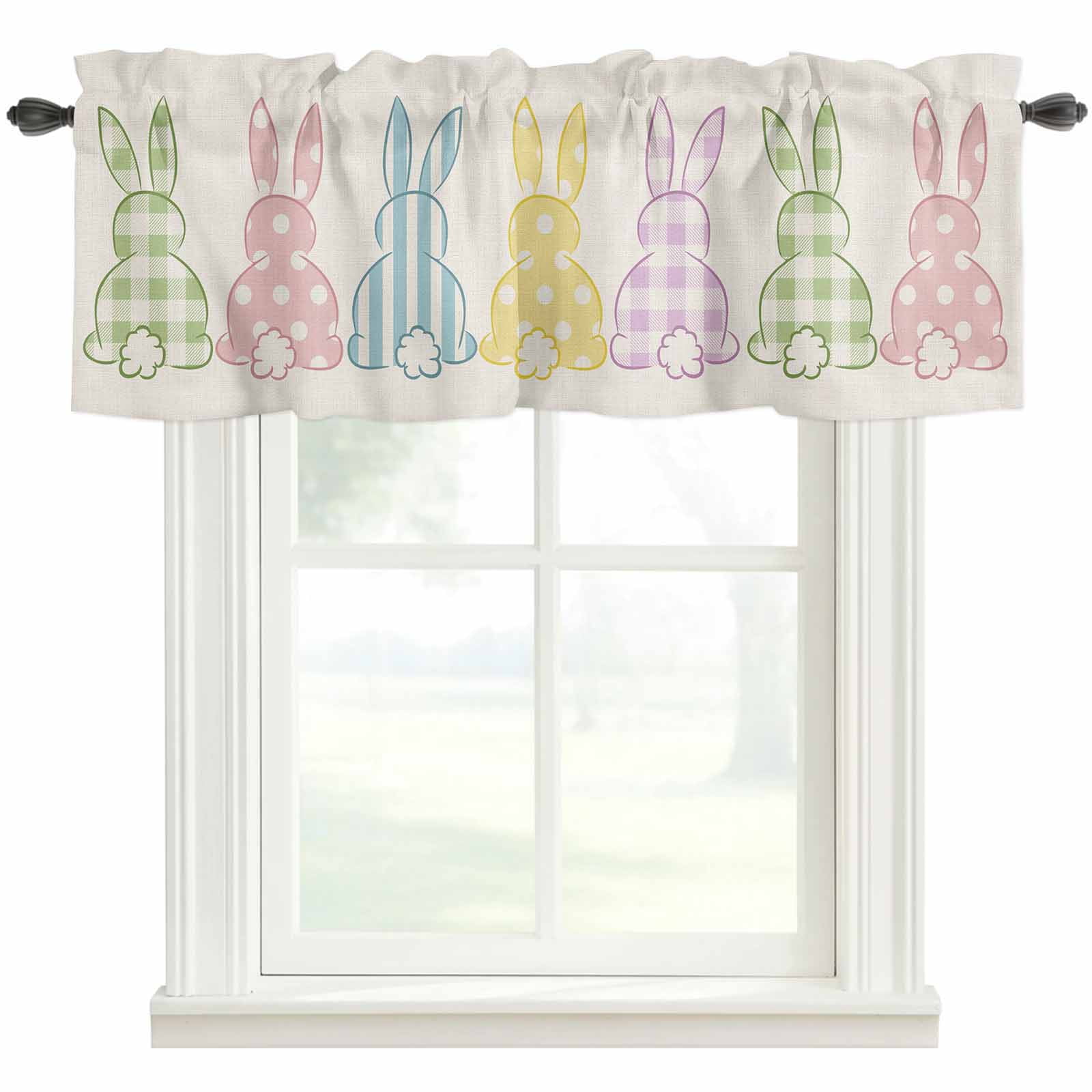 Easter Bunny Kitchen Valances for Windows, Small Valance Curtains Rod ...